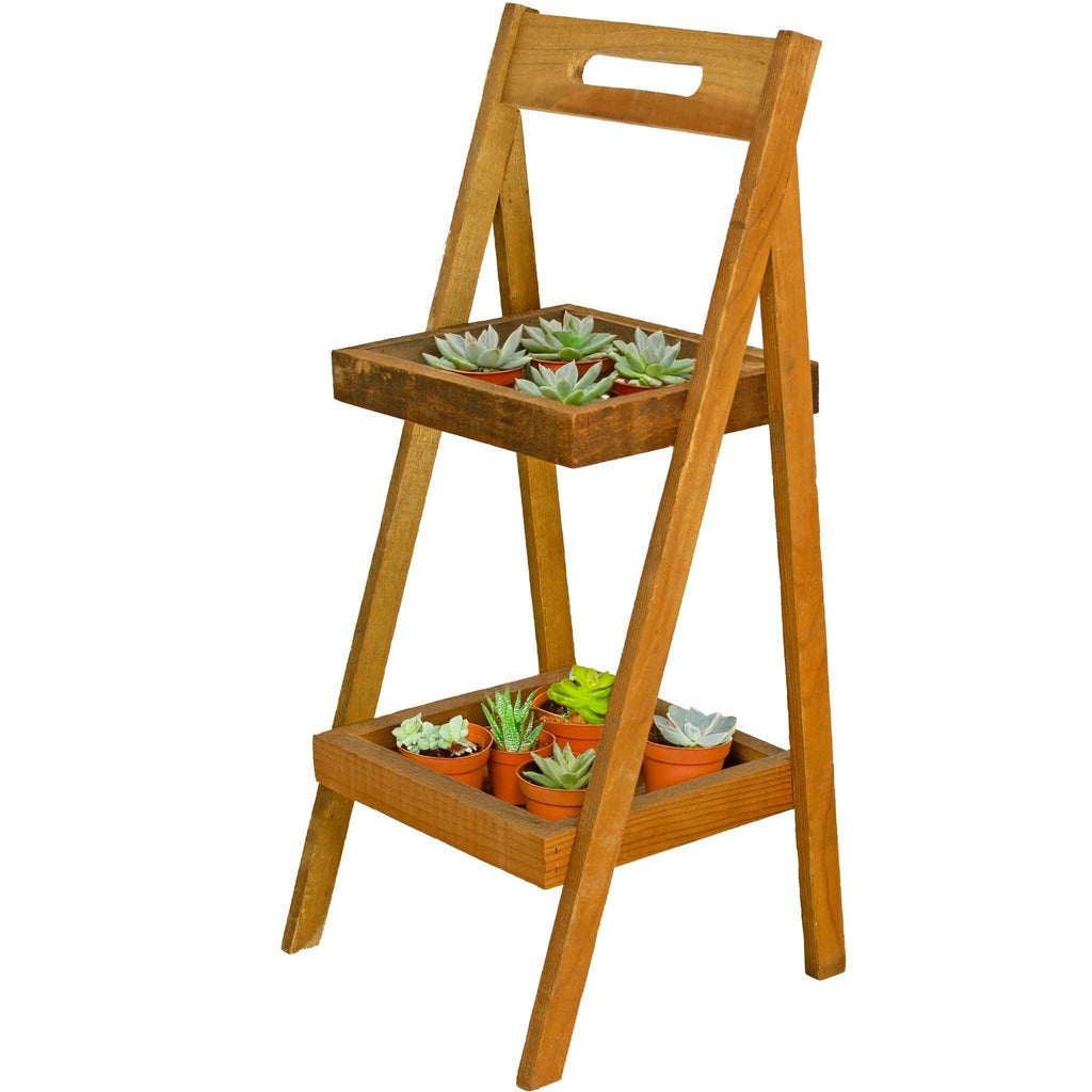 2-Tier Farmhouse Market Display Rack – Rustic Redwood Retail Stand ...