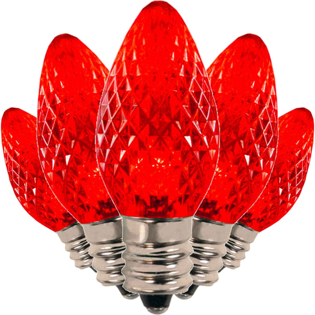 C7 LED Faceted Warm Red Candelabra Light Bulbs | Shop Lee Display