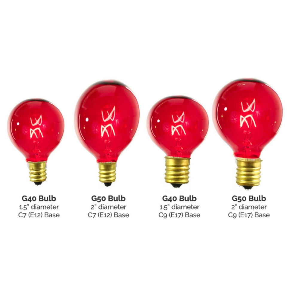 Transparent Red G50 Light Bulbs – Box of 25 | E17 Base – Lee Display