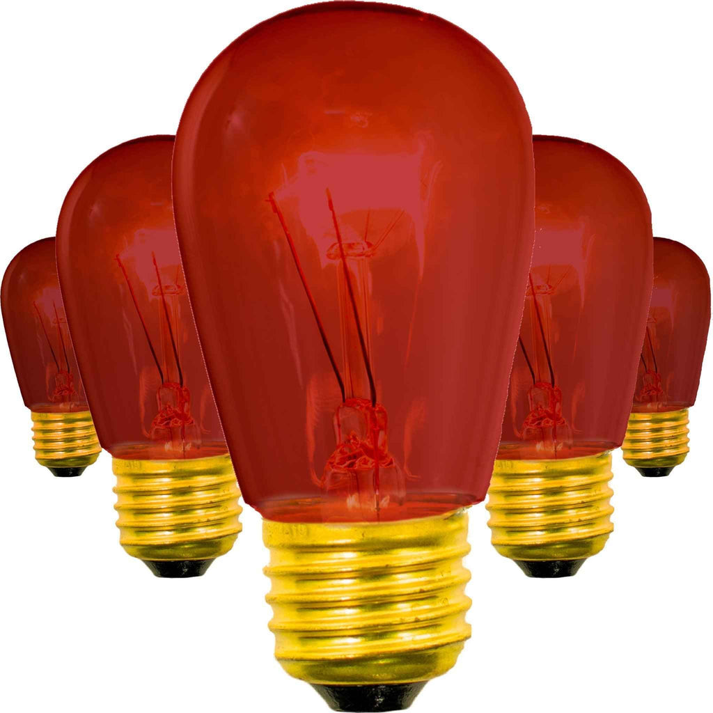 Buy Brand New S14 Edison Light Bulbs, Red Incandescent 11-Watts – Lee ...