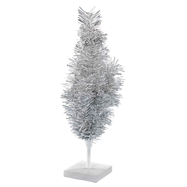 Silver Tinsel Christmas Trees Holiday Tabletop Decorations Lee Display