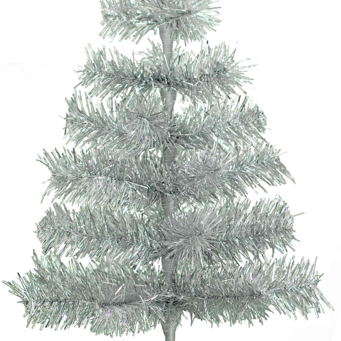 Silver Tinsel Christmas Trees Holiday Tabletop Decorations Lee Display